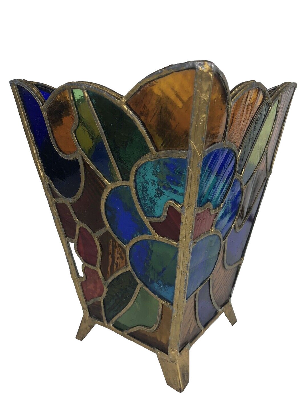 Stained Glass Trash Can Planter Holder GORGEOUS Art Piece - Etsy