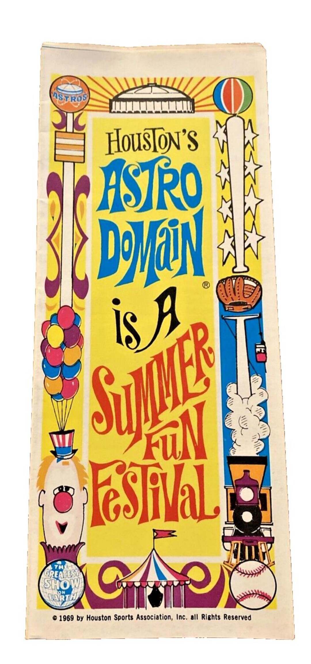 Houston Astro Domain Brochure Fold Out 1960s Astrodome Astroworld ...