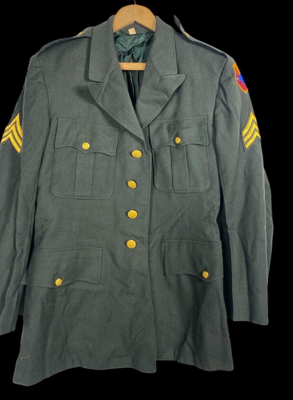 US Army Uniform Dress Jacket & Patches 1957 Vietnam War Sergeant 39R ...