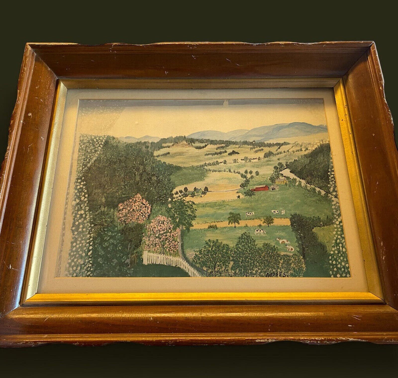 Vintage Grandma Moses Art Print Framed Hoosick Valley From My Window ...
