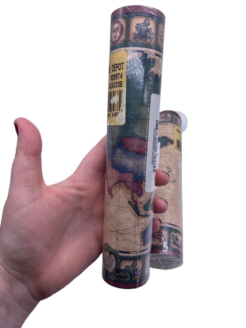 Imperial Old World Map Wallpaper Border Set Lot 2 Dark Red Border ...
