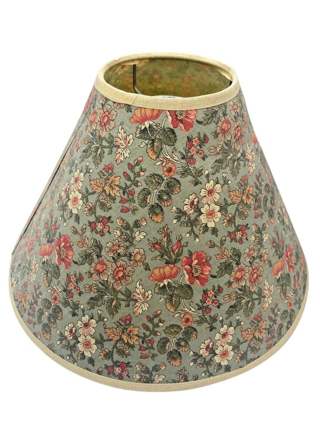 Green Floral Lampshade Cover Cottagecore Vtg Romantic 12"x7" Empire ...