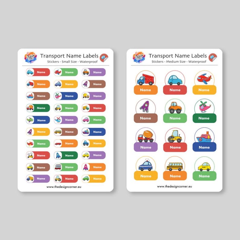 Transport Name Labels (small & Medium Size Combo) | Name Labels ...