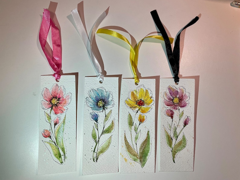 Handmade Bookmark Watercolor Flowers Bookmark Colorful Handmade Gift ...