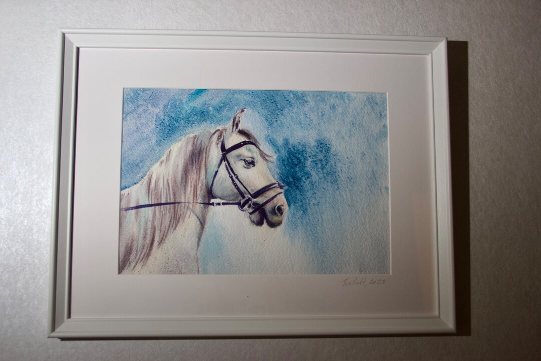 White Horse Watercolor Painting | Horse Wall Art | Gift | Cavallo ...
