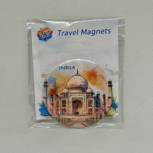 India Taj Mahal Metal Round Magnet | Watercolor Based Art | India ...