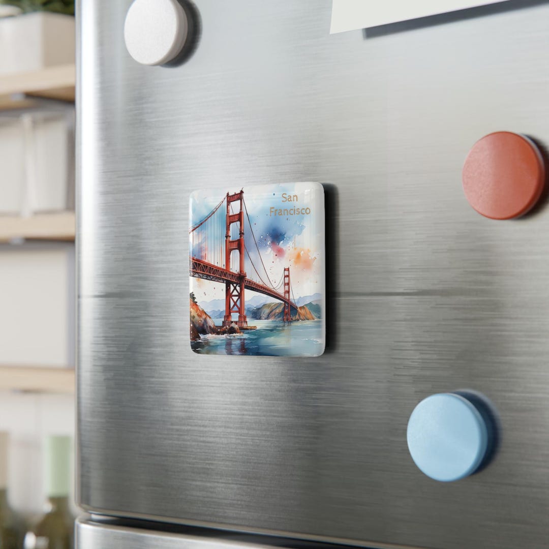 San Francisco Golden Gate Bridge Porcelain Magnet | Watercolor Based ...