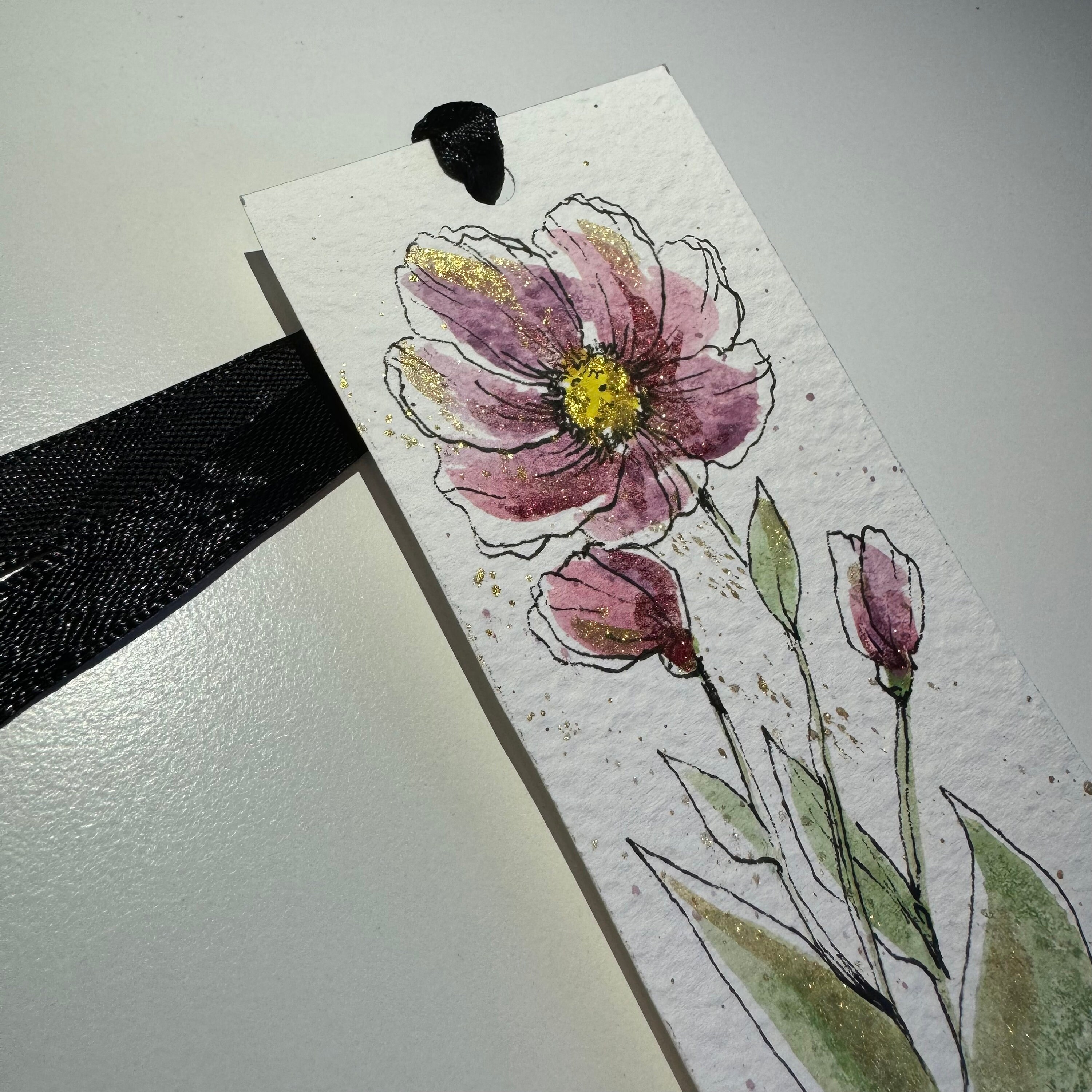 Handmade Bookmark Watercolor Flowers Bookmark Colorful Handmade Gift ...