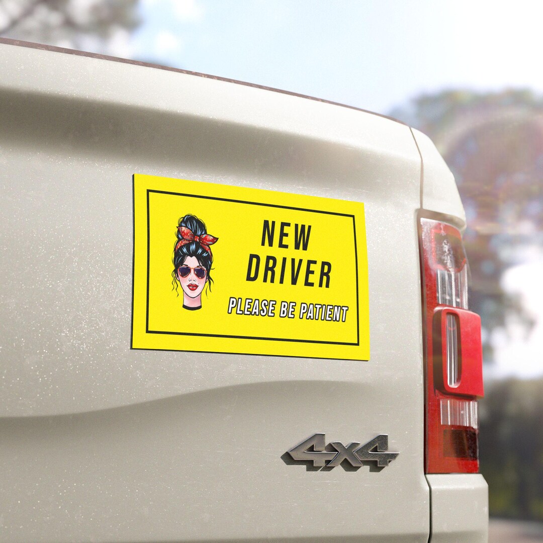 New Driver Car Magnet | Black Hair Girl | US Girl | Funny Driving Gift ...