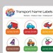 Transport Name Labels small & Medium Size Combo Name Labels Stickers ...