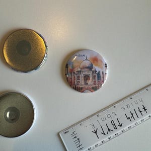 India Taj Mahal Metal Round Magnet | Watercolor Based Art | India ...
