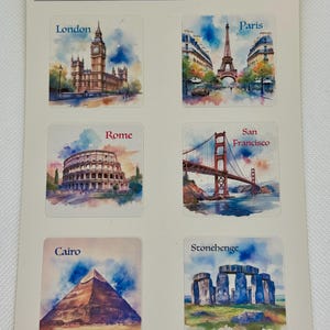 World Landmarks Journaling Sticker Sheet Bundle | Journaling Stickers ...