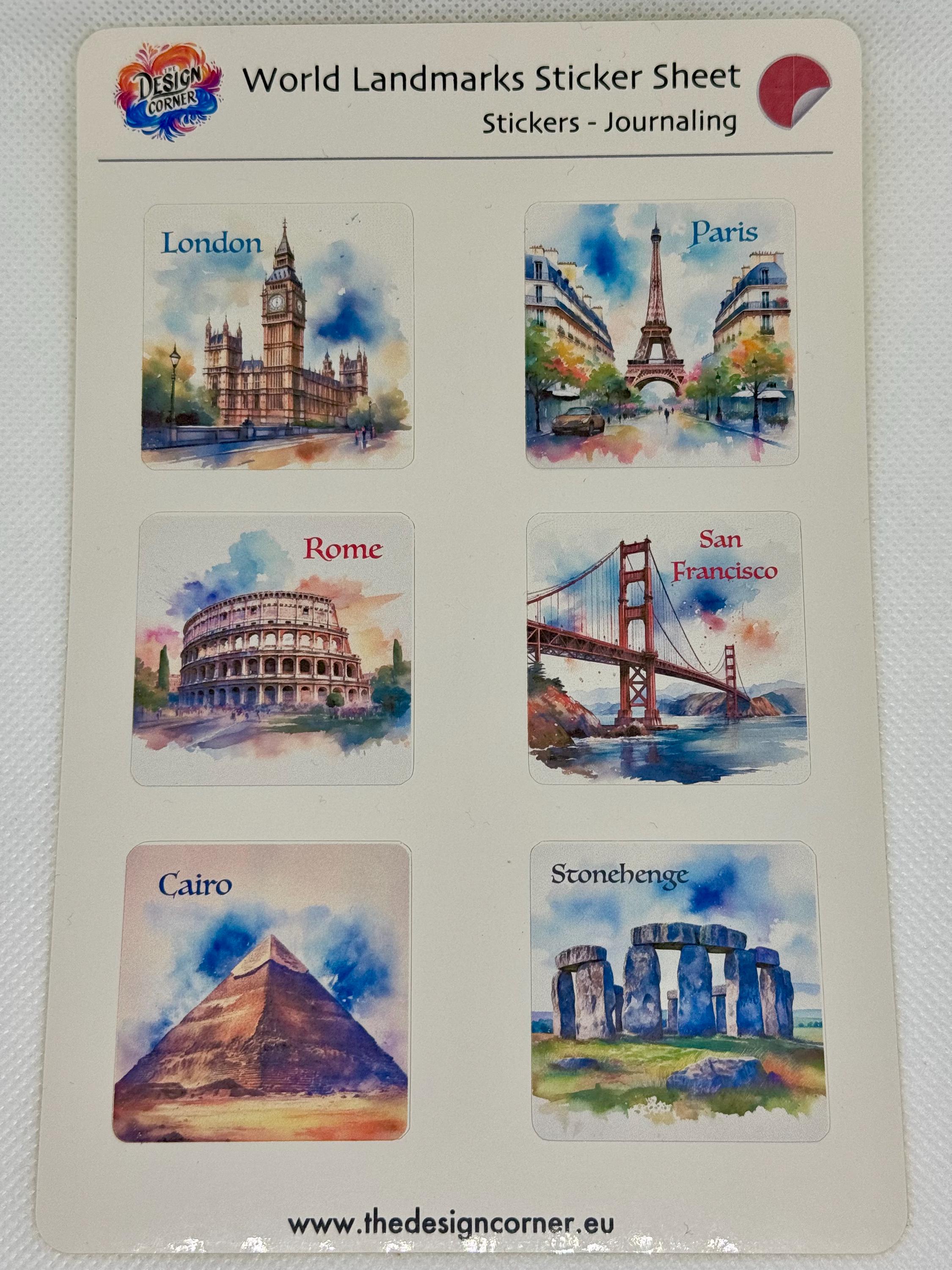 World Landmarks Journaling Sticker Sheet Bundle | Journaling Stickers ...