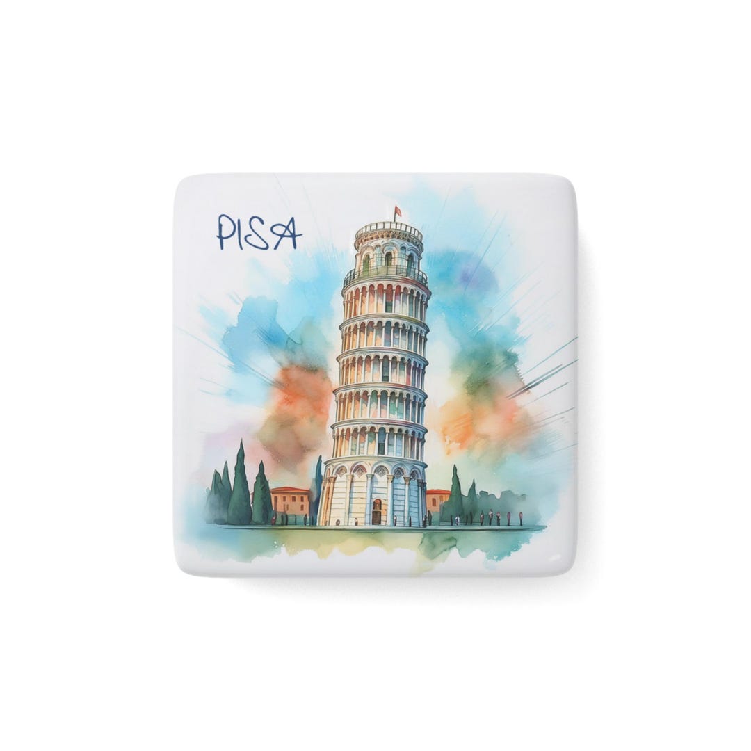 Pisa Tower Porcelain Magnet | Watercolor Based Art | Italy Magnets ...
