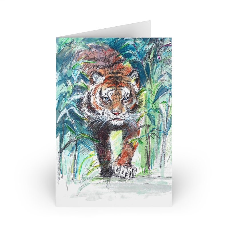 Jungle Majesty Tiger Card 1 or 10 Pieces Birthday Card Greetings Card ...