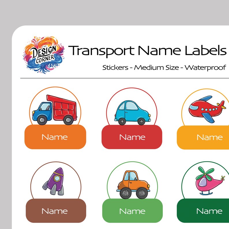 Transport Name Labels (small & Medium Size Combo) | Name Labels ...