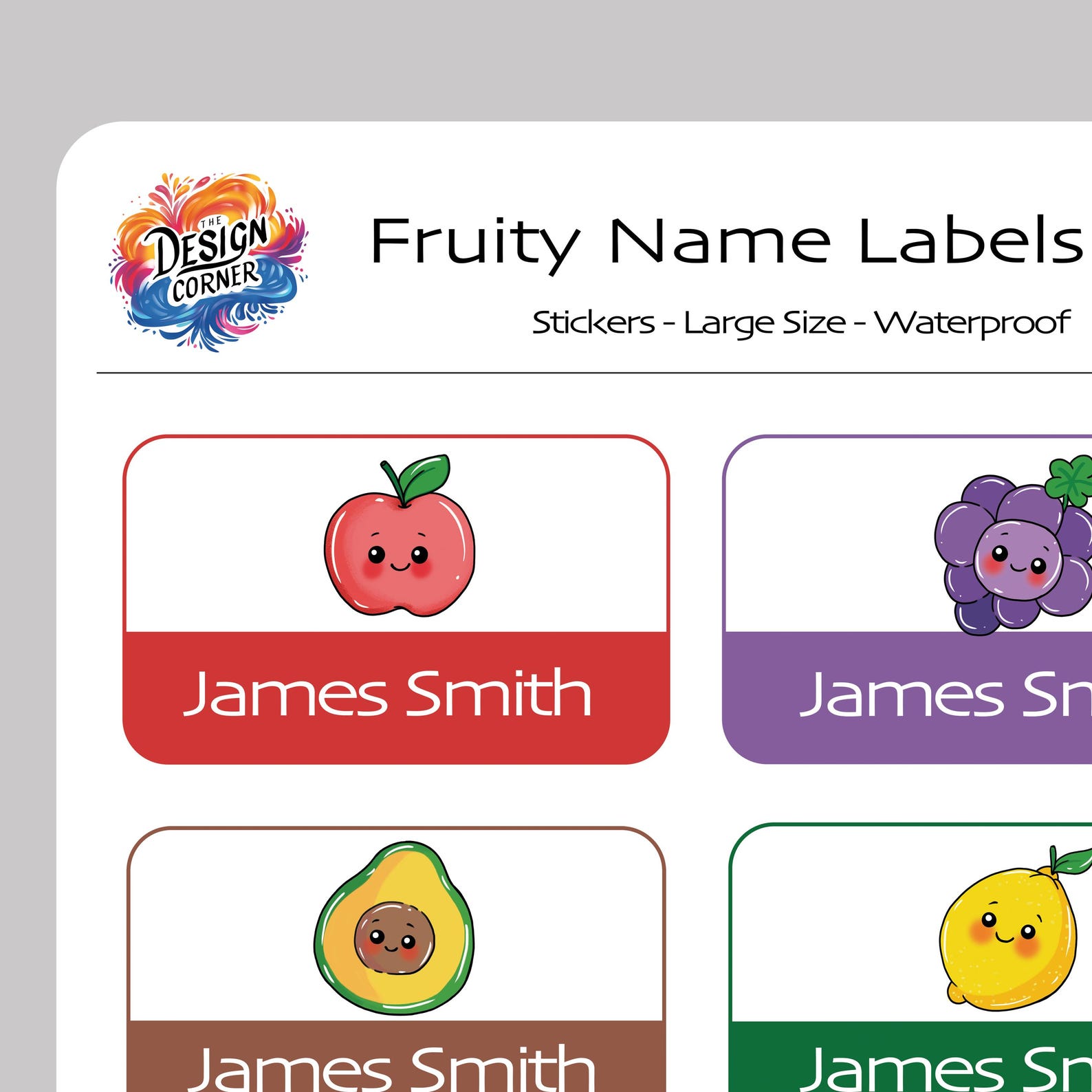 Fruity Name Labels (large Size) | Name Labels | Stickers Set | Handmade ...