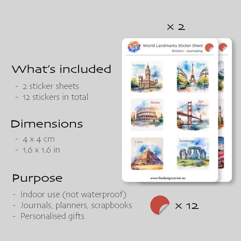 World Landmarks Journaling Sticker Sheet Bundle | Journaling Stickers ...
