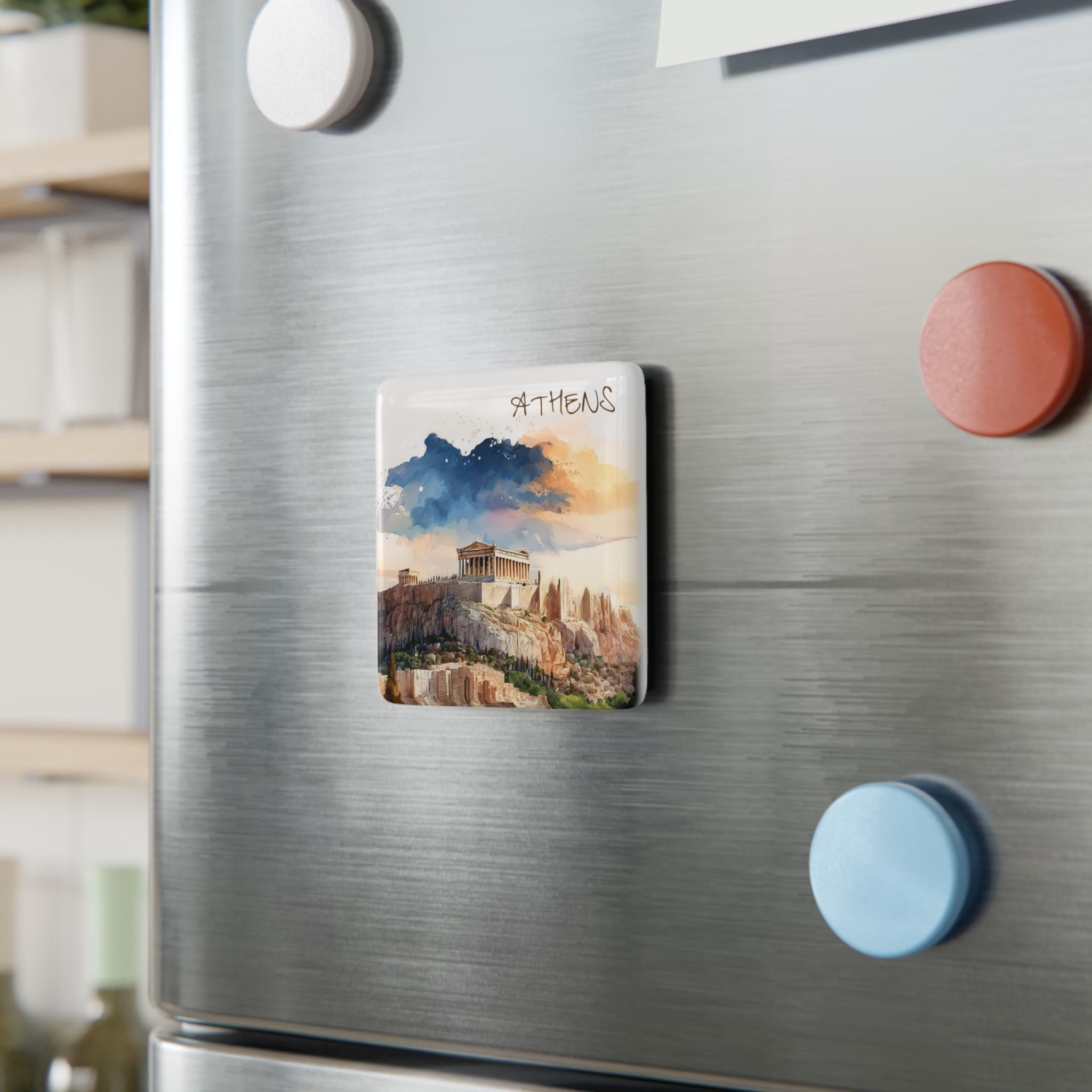 The Acropolis of Athens Porcelain Magnet | Watercolor Based Art ...