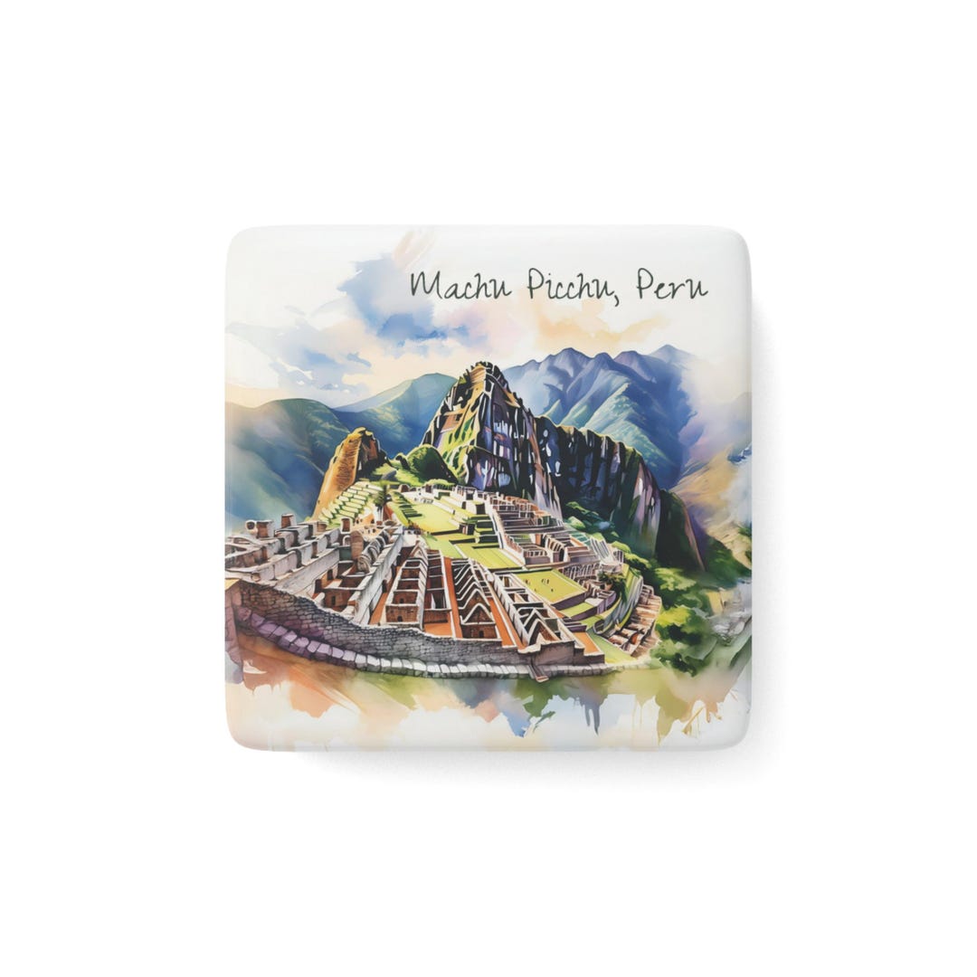 Machu Picchu Porcelain Magnet | Watercolor Based Art | Peru Magnets ...