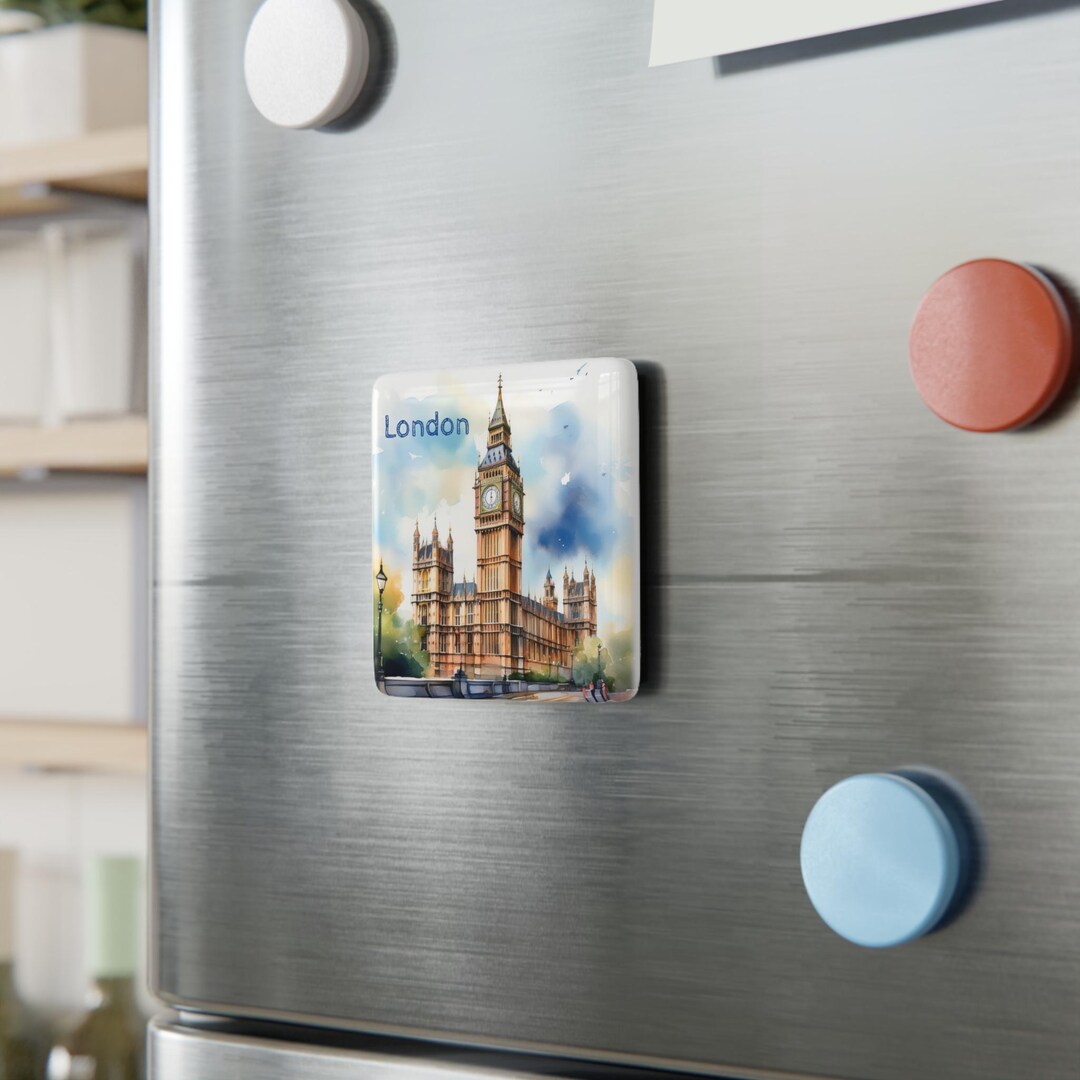 London Big Ben Porcelain Magnet Watercolor Based Art UK Magnets Fridge ...