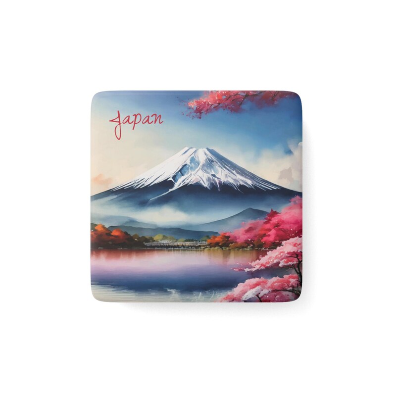 Mount Fuji Porcelain Magnet Watercolor Based Art Japan Magnets Fridge ...