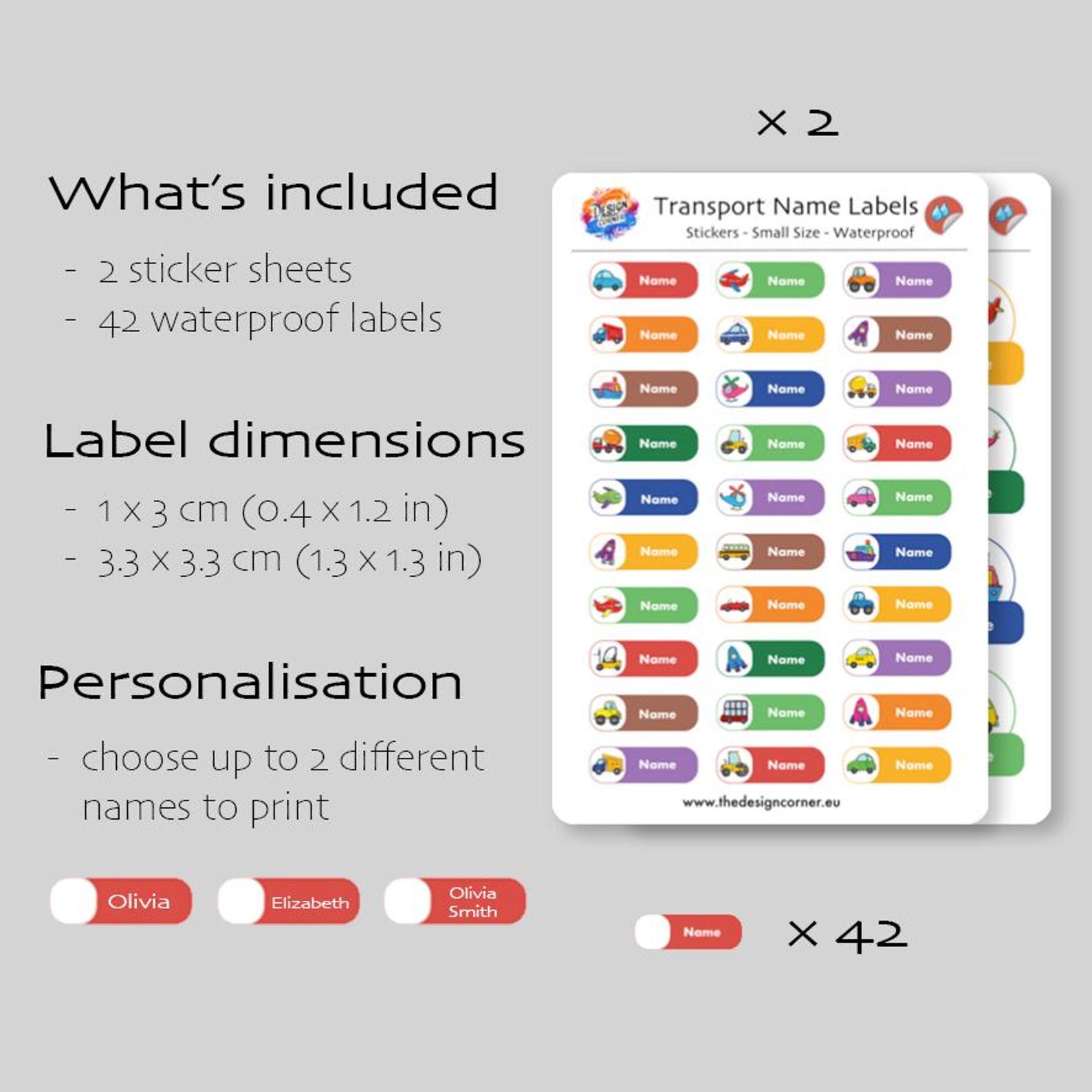 Transport Name Labels (small & Medium Size Combo) | Name Labels ...