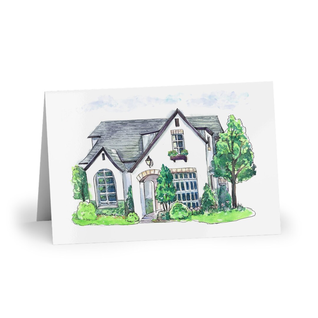Charming Villa Cards 1 or 10-pcs Greetings Card House-warming Party ...