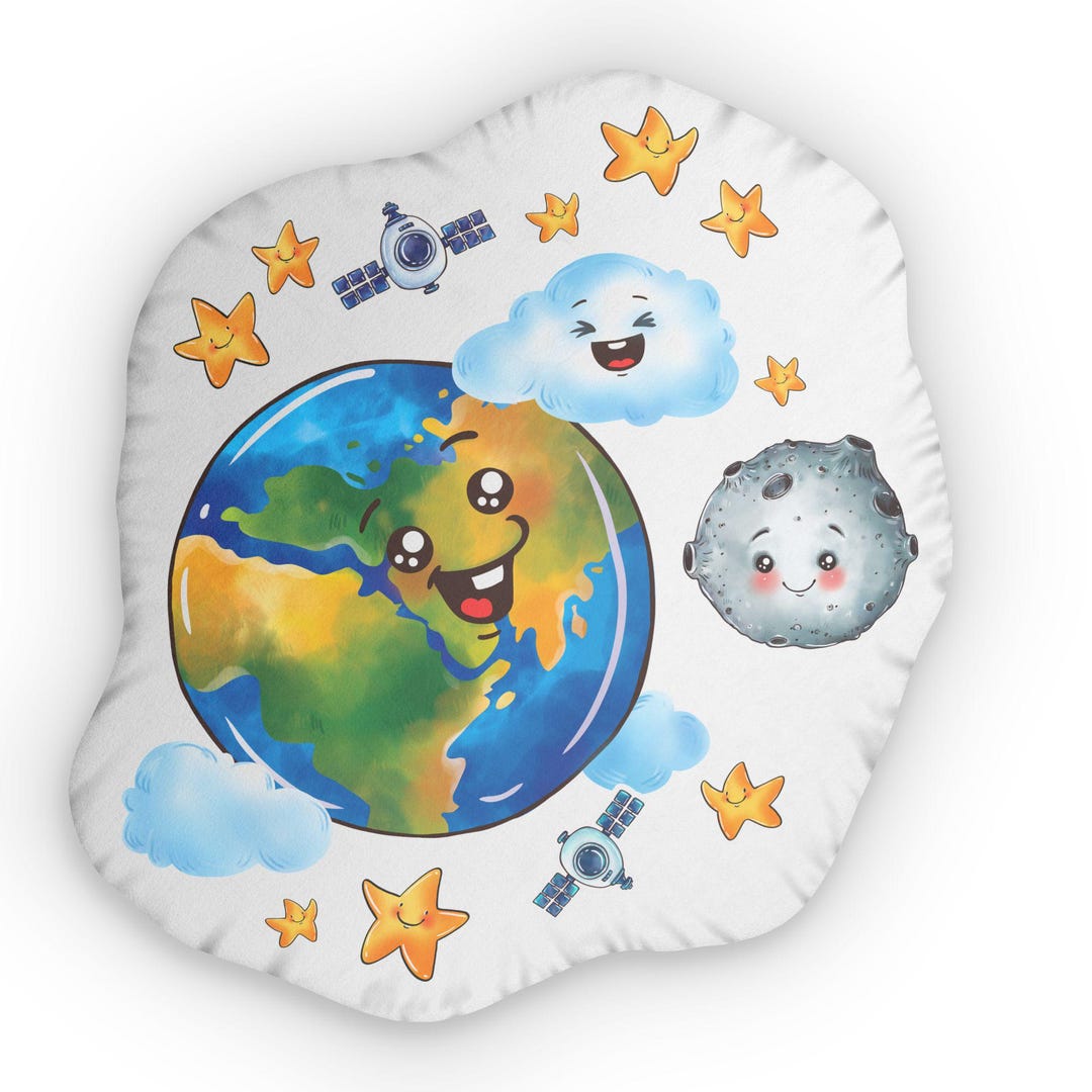 Space Galaxy Custom Shaped Pillows, Earth Moon Stars Satellites Design ...