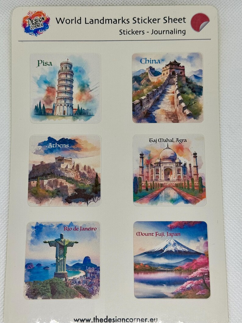 World Landmarks Journaling Sticker Sheet Bundle | Journaling Stickers ...