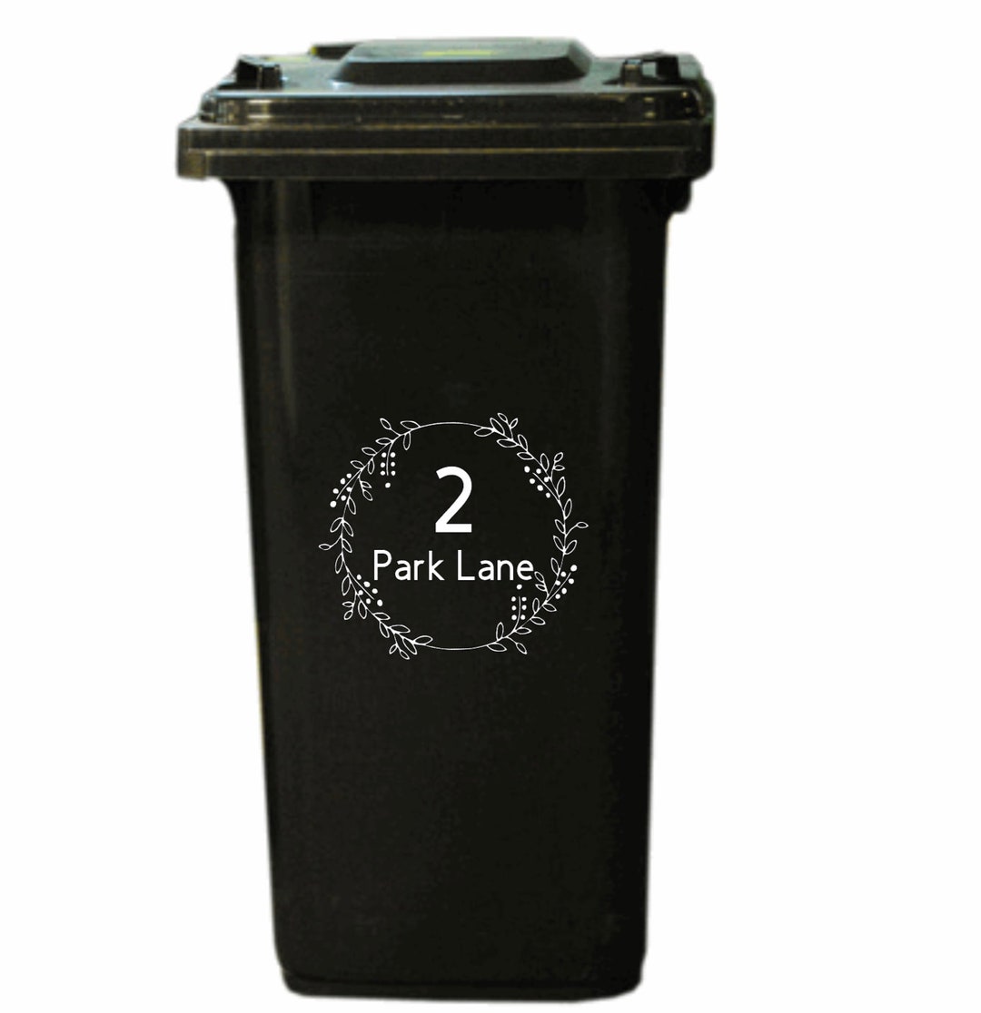 Personalised Wheelie Bin Sticker Vinyl Decal House Number 8 X 8 Custom ...