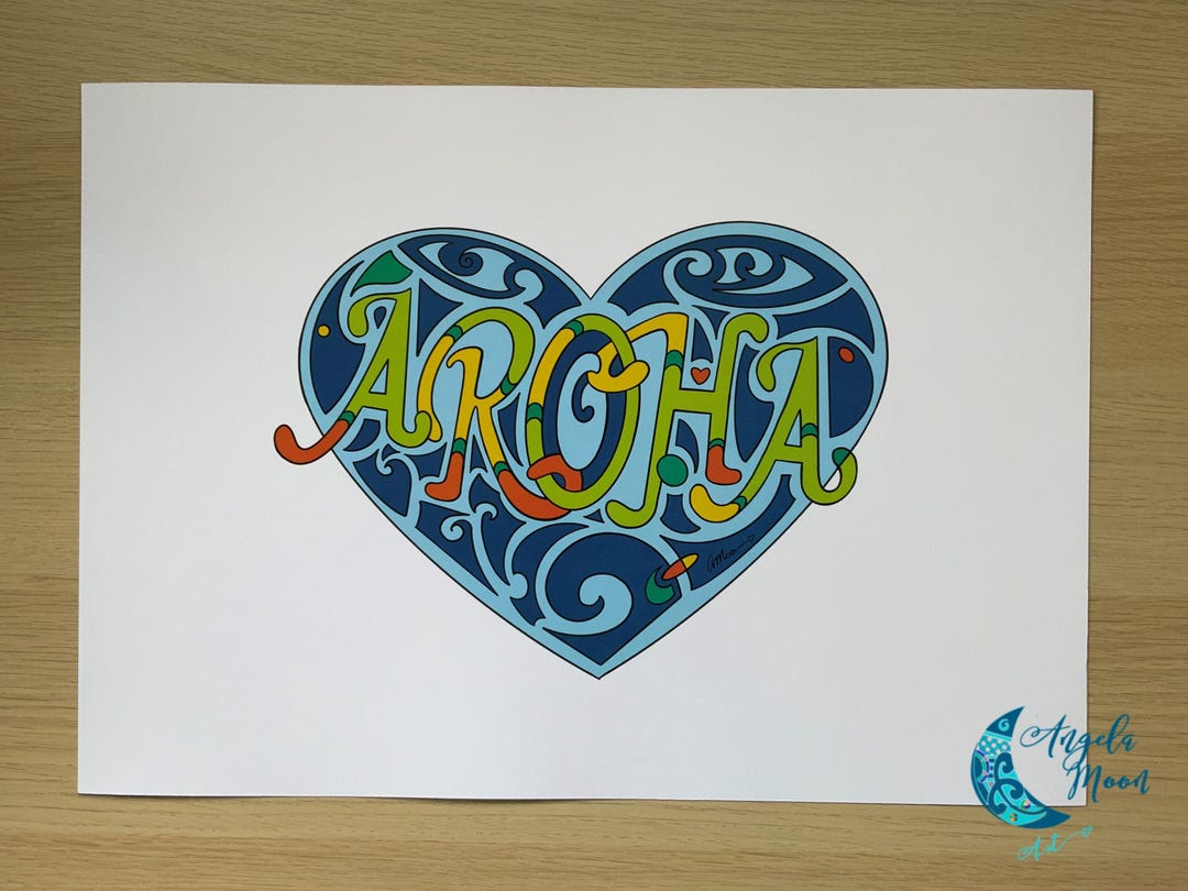 PRINT – “aroha” Māori Heart Wall Art Symbol of Love, Compassion ...