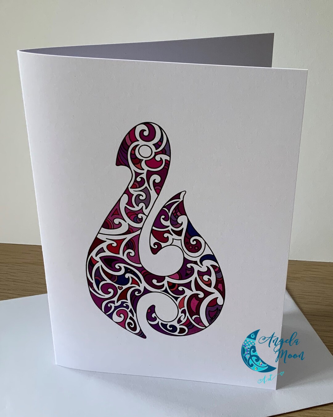CARD – Hei Matau Greetings Card: Māori Fish Hook for Good Luck & Safe ...