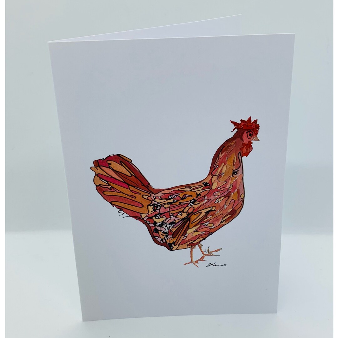 Churchill Chicken Greetings Card: Farm Animal Art (15cmx10cm) - Etsy