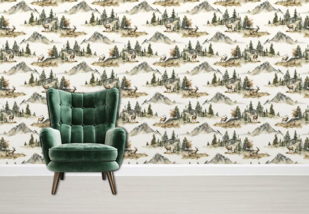 Neutral Beige Deer Mountain Pattern | Removable Peel & Stick Vinyl by ...