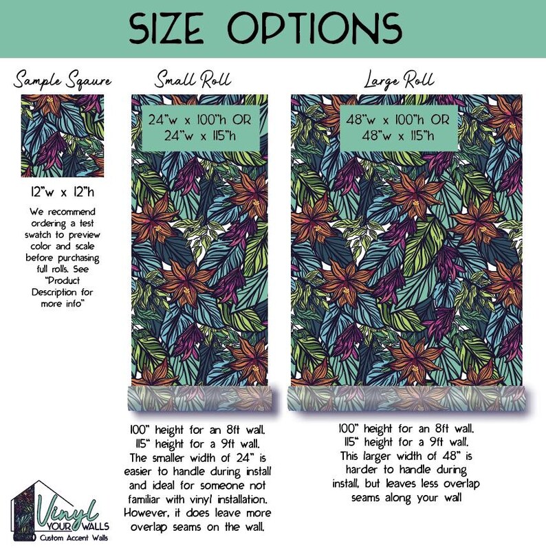 Green Tree Mountain Forest Landscape Pattern | Removable Peel & Stick ...