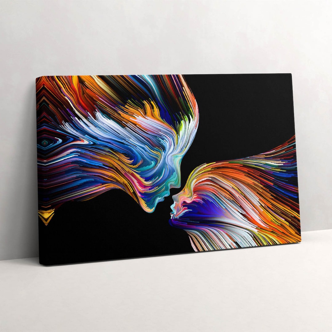 Abstract Colorful Human Faces Canvas, Picture Wall Hanging, Multicolor ...