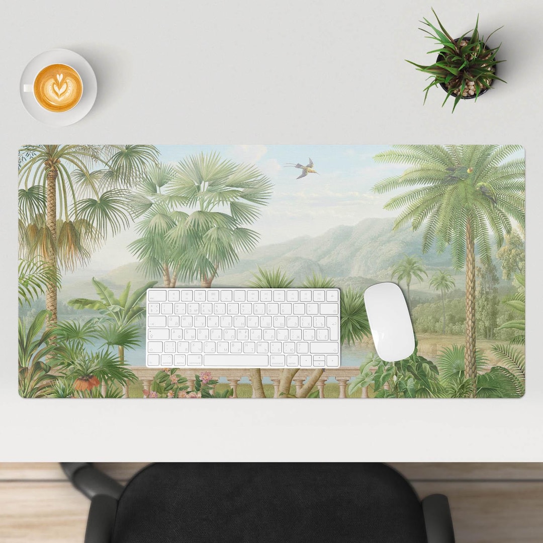 Tropical Landscape Desk Mat, Green Desk Pad, PVC Table Protectors ...