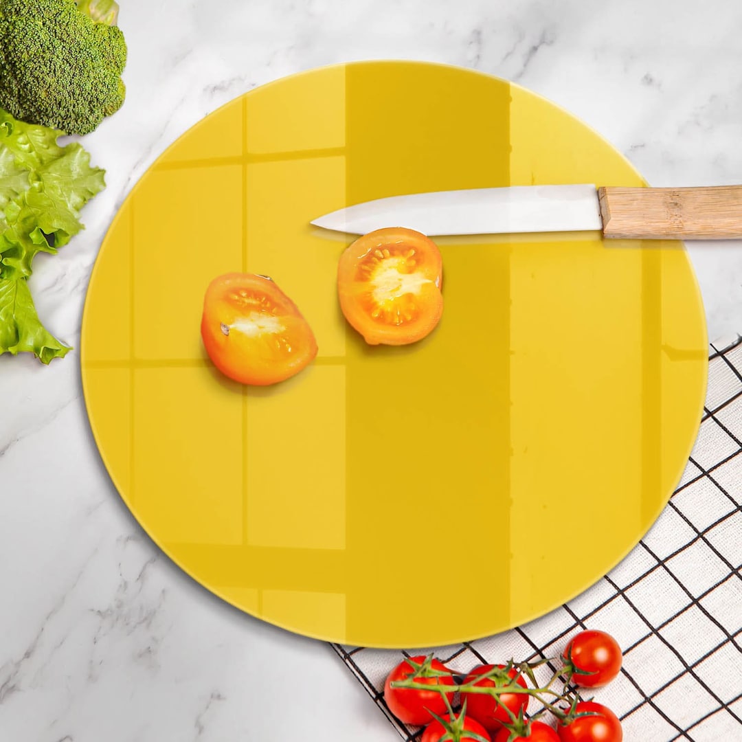 Yellow Chopping Board, Tempered Glass Cutting Board, Yellow Kitchen ...