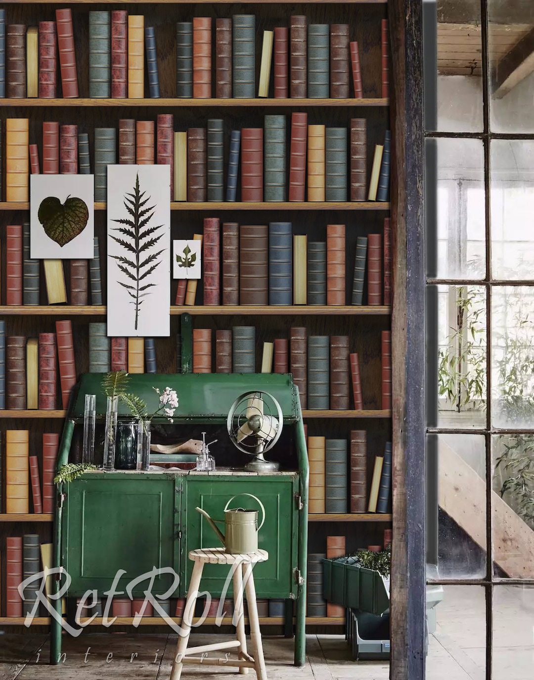 Old Books - Removable Wallpaper, Design, Wall Covering, Reusable, Peel ...