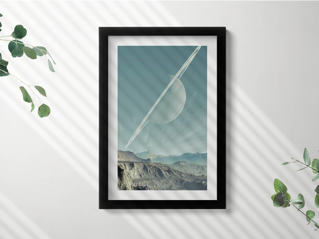 Planet Saturn in the Sky Wall Art in Frame, Earth and Space Framed Art ...