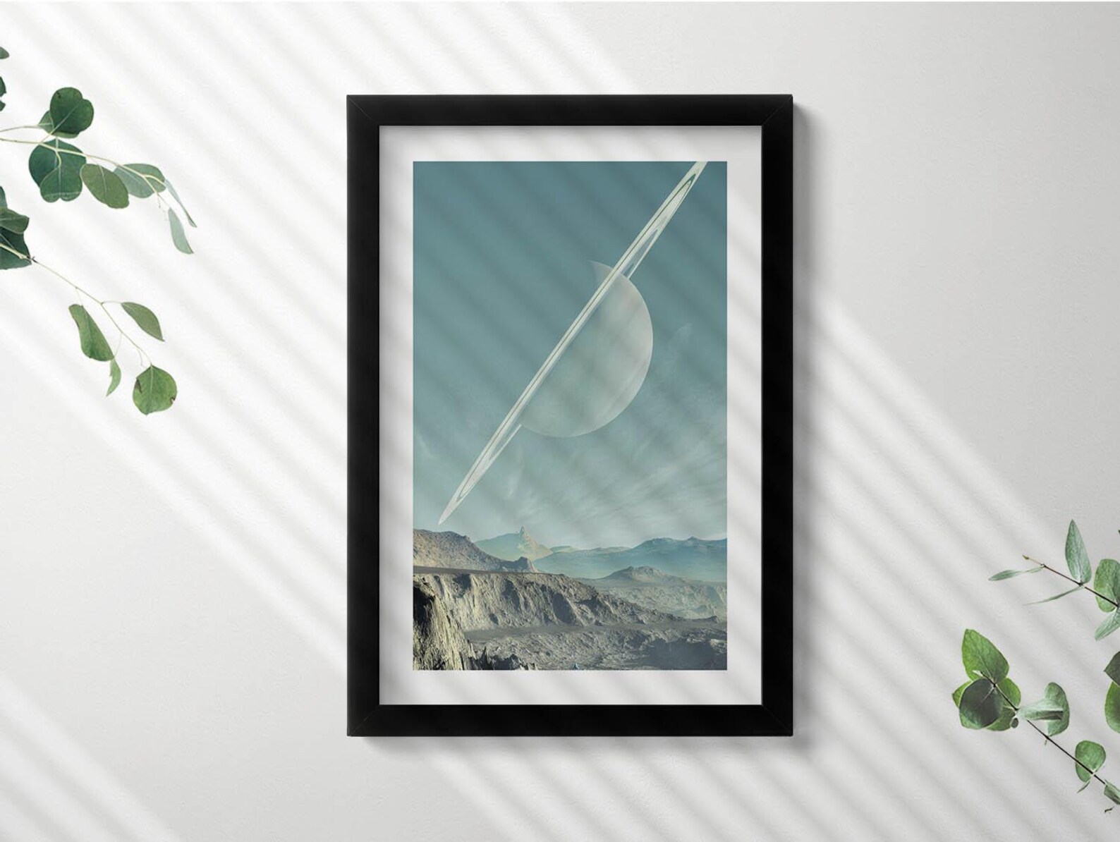 Planet Saturn in the Sky Wall Art in Frame, Earth and Space Framed Art ...