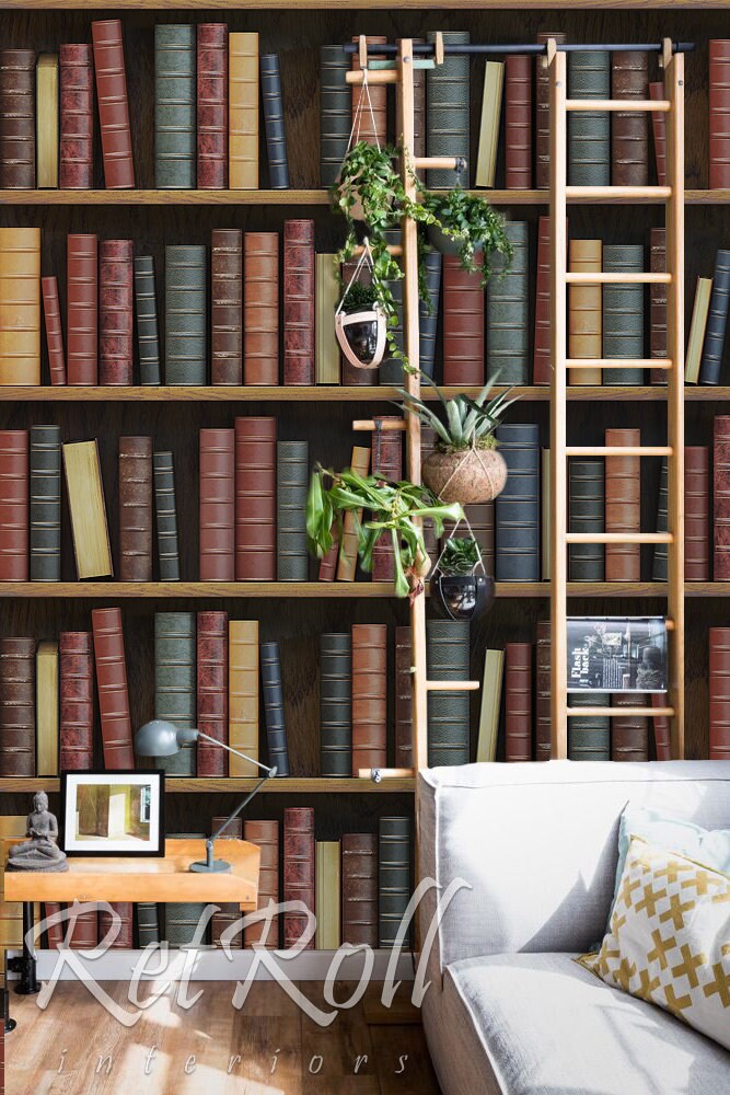 Old Books - Removable Wallpaper, Design, Wall Covering, Reusable, Peel ...