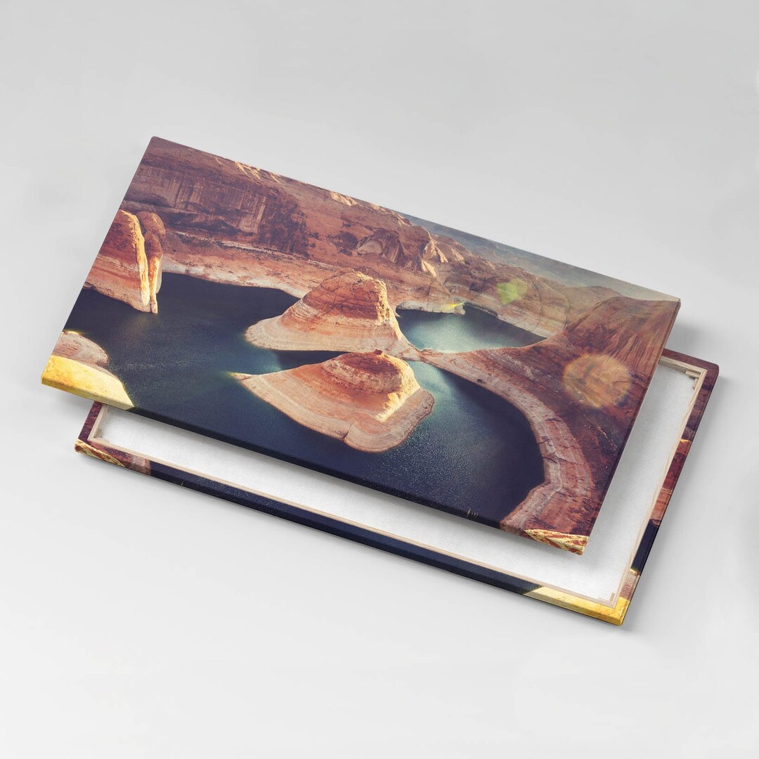 Powel Lake USA Canvas, Picture Wall Hanging, Beige Wall Art, Nature ...
