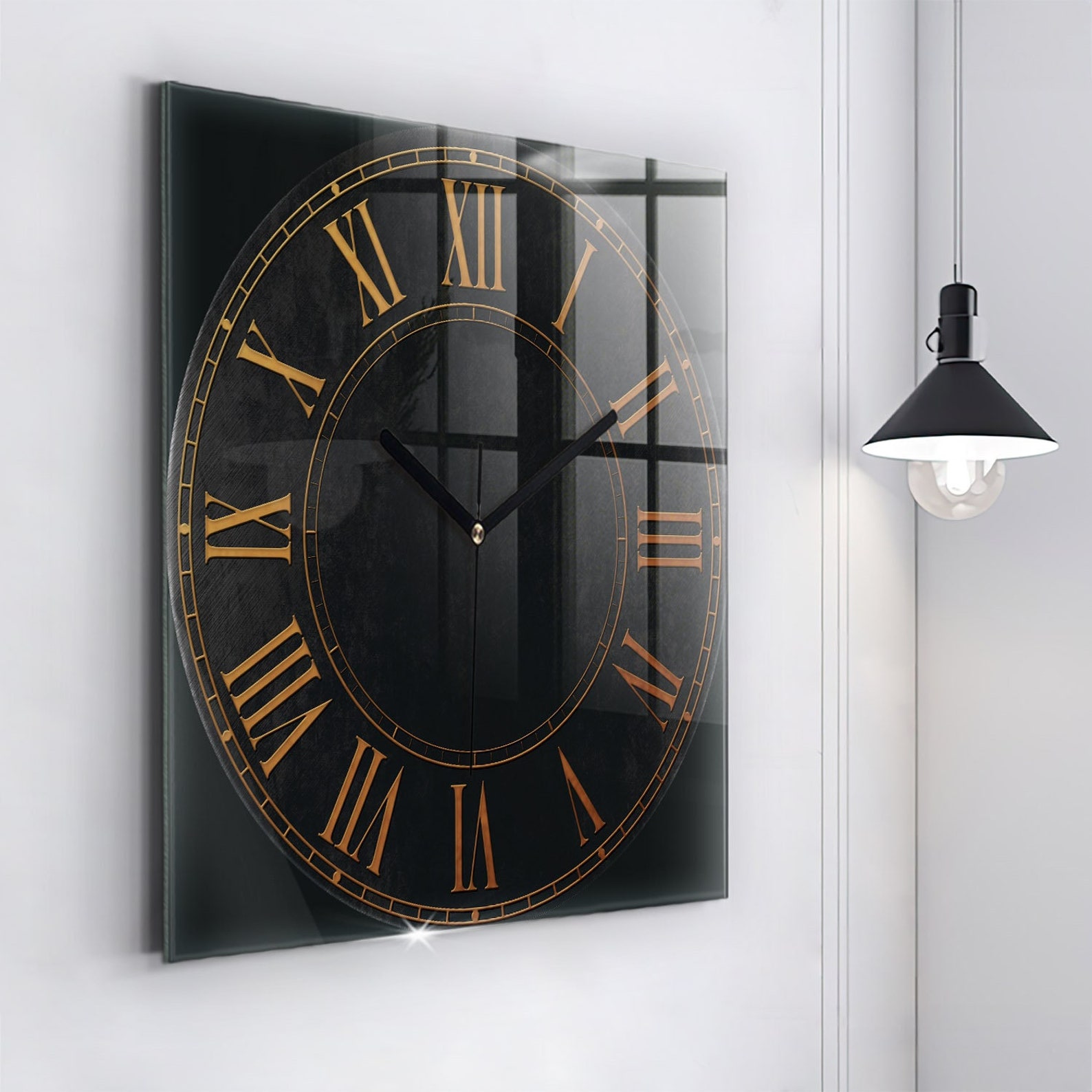 Clock Old Roman Numbers, Retro Look Black Hanging Clock, Unique Number ...