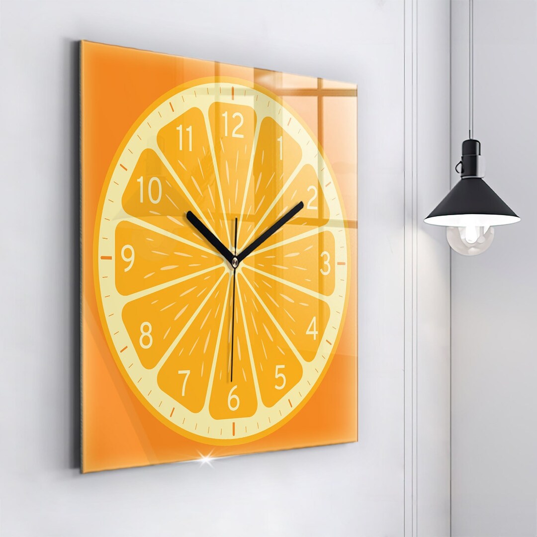 Clock Juicy Orange, Foods and Drinks Orange Hanging Clock, Unique ...