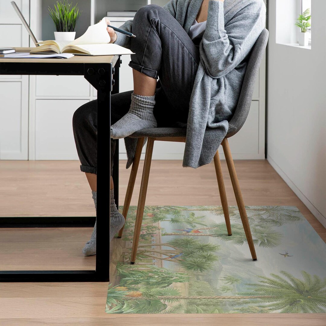 Tropical Landscape Chair Floor Protector, Green Desk Chair Mat ...
