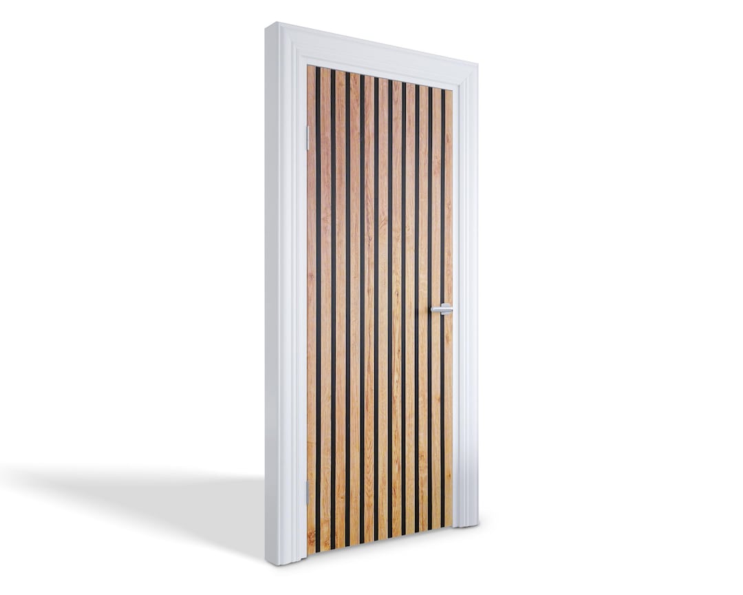 Wooden Panels Door Sticker, Carving Door Mural, Texture Door Decals ...