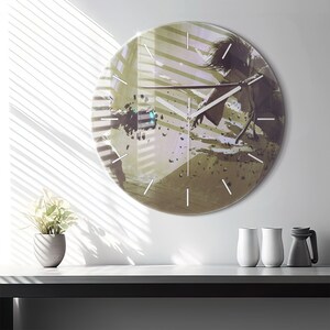 Robot and Samurai Fight Glass Clock, Blue Minimalistic Clock, Fantasy ...