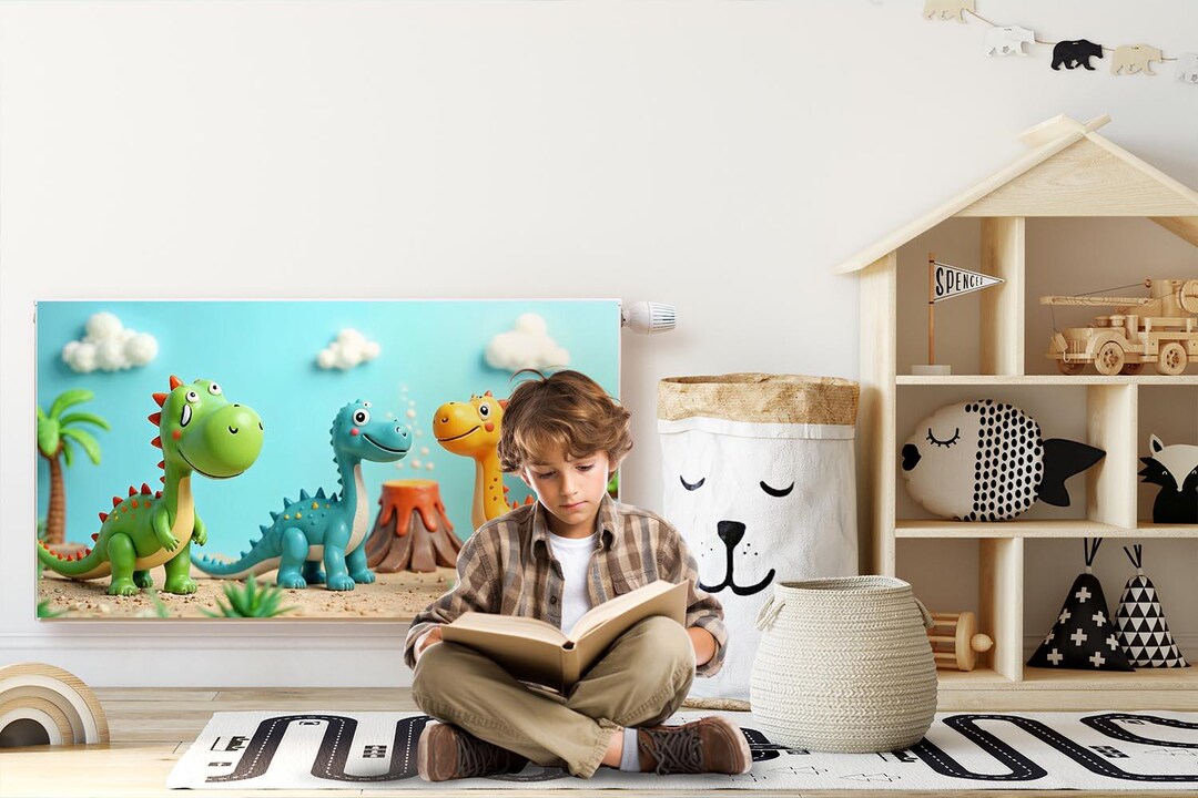 Cute Dinosaurs 3D Illustration for Children Radiator Cover ...